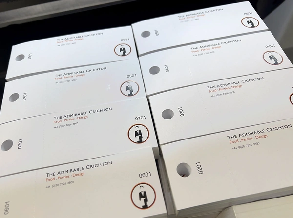 Printed Cloakroom Tickets numbered | Furnival Press ltd