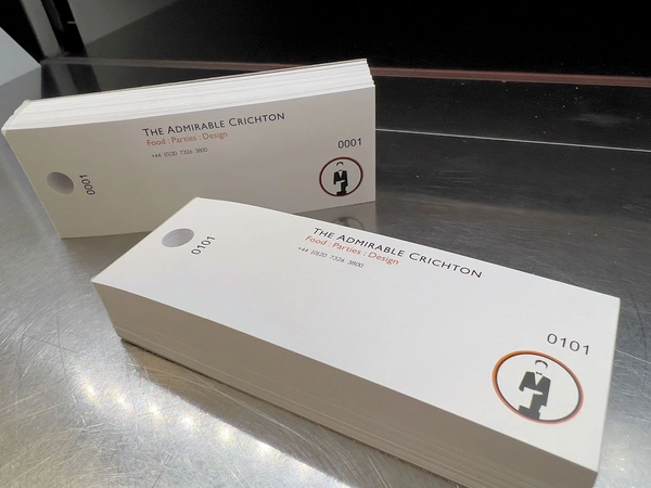 Printed Cloakroom Tickets numbered | Furnival Press ltd